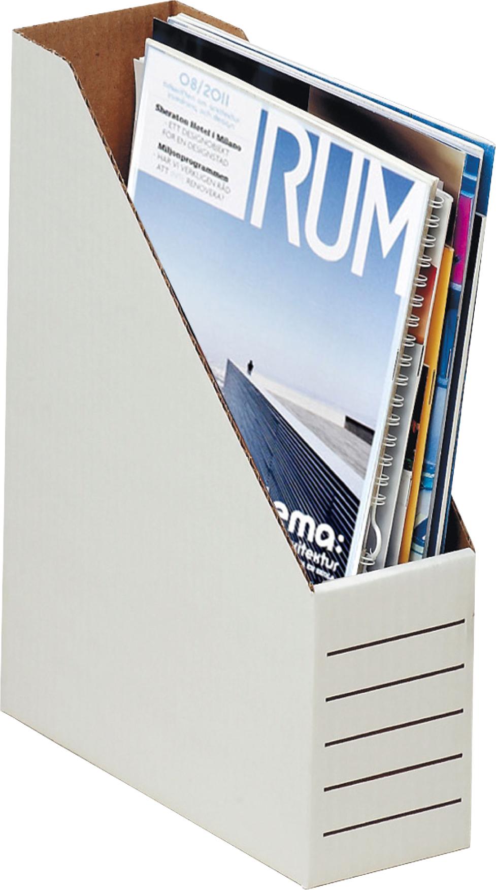 Tidskriftsamlare A4 Vit, wellkartong, 80x220x300mm, endast 8 kr