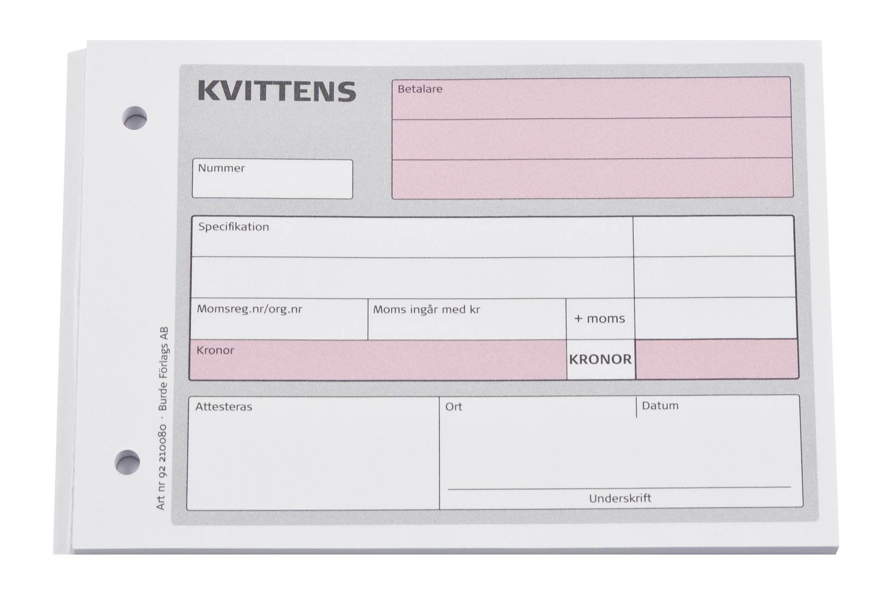 Kvittens A6 Liggande utan kopia, 50 blad, endast 14,40 kr