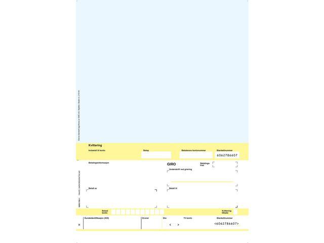 Faktura/giro A4 laser 1x blå (100), bare 70 kr