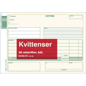 Kvittens A5 Liggande utan kopia, 50 blad, 10st, endast 16,60 kr