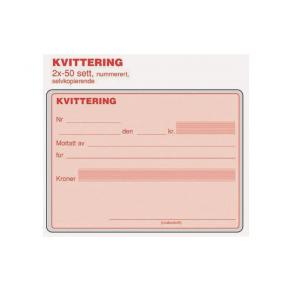 Kvittering EMO A6 selvkopi. 2x50set num, bare 41 kr