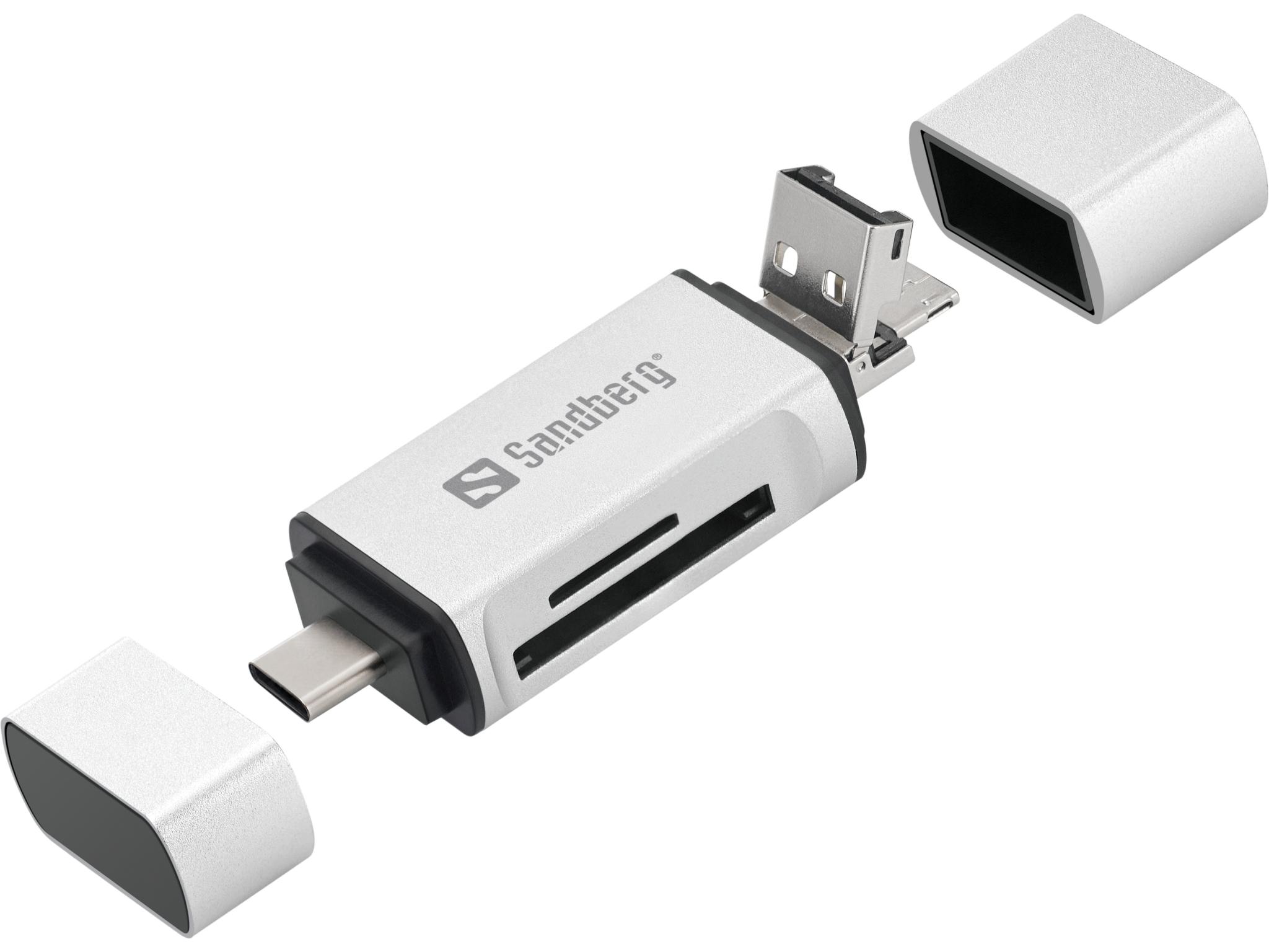 Sandberg Card Reader USB-C+USB+MicroUSB, endast 96 kr