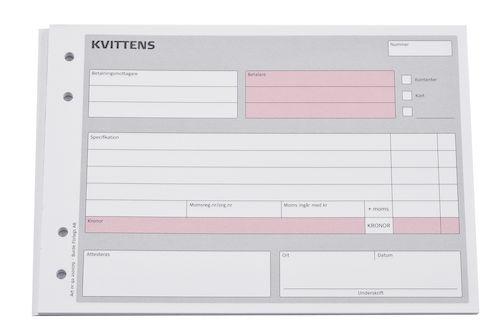 Kvittens A5 Liggande utan kopia, 50 blad, 10st, endast 18,56 kr