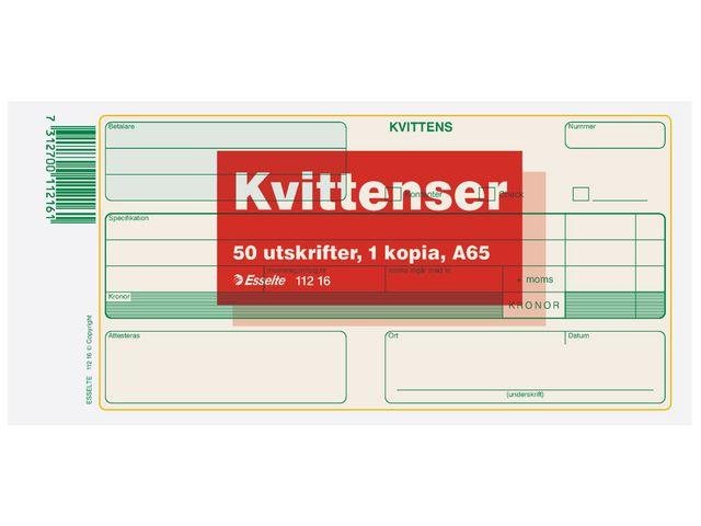 Kvittens A65 med kopia, 2x50 blad, 5st, endast 74 kr